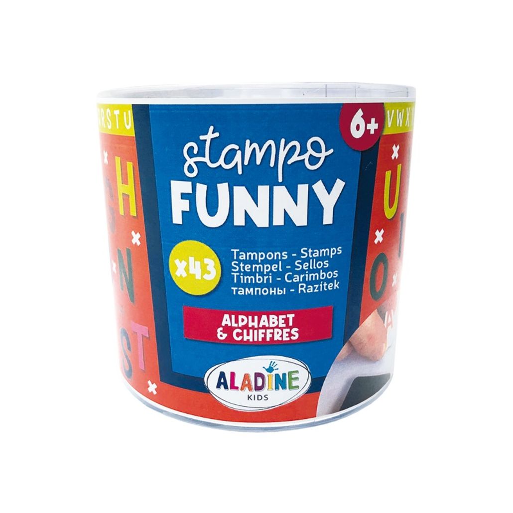 Dětská razítka Aladine Stampo Funny, 43 ks - Abeceda a číslice | Aladine.cz